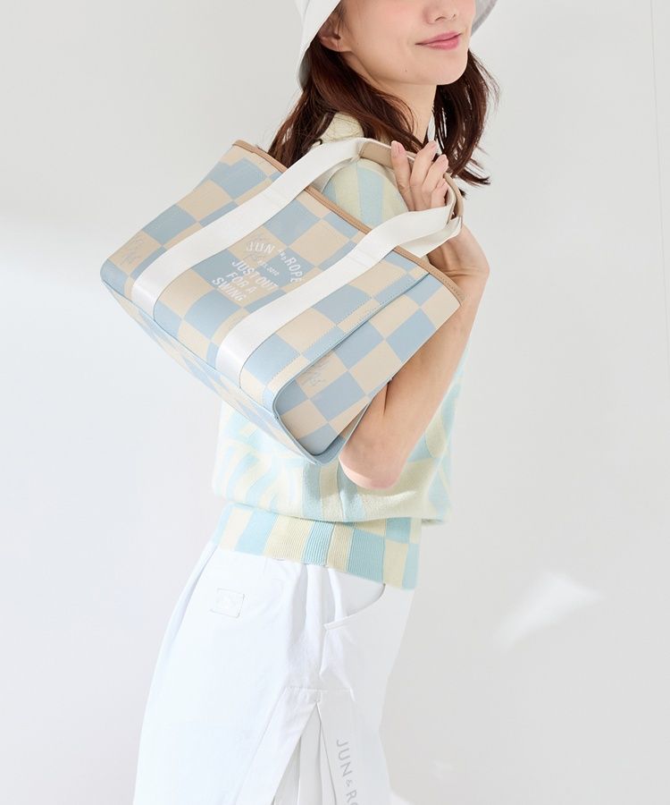 JUN＆ROPE 2025 チェッカープリント ミニトートバッグ カートバッグ ERX45150 【新品】25SS ジュン アンド ロペ ジュンロペ ラウンドポーチ カートポーチ ゴルフ用バッグ メンズ レディース ジュン＆ロぺ] カートバック チェッカープリントカートバック ERX45150